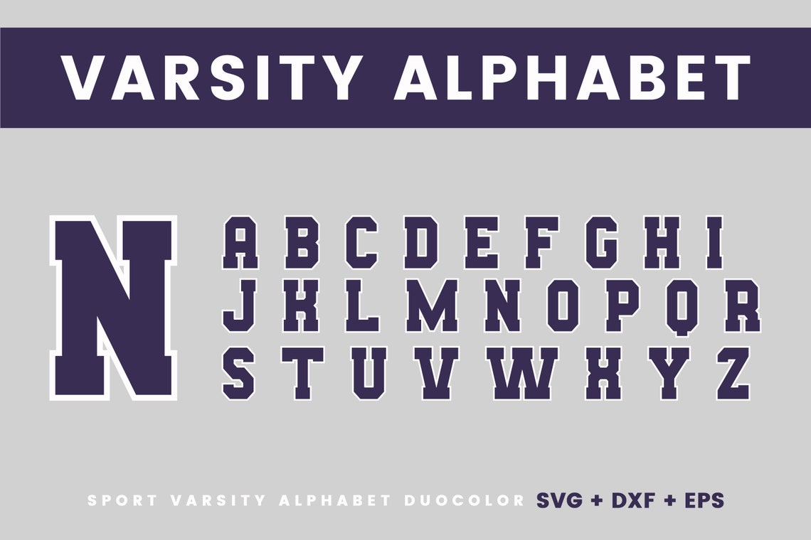 Modern Varsity Font SVG, Varsity Letter Font, Font SVG, Vector Font ...