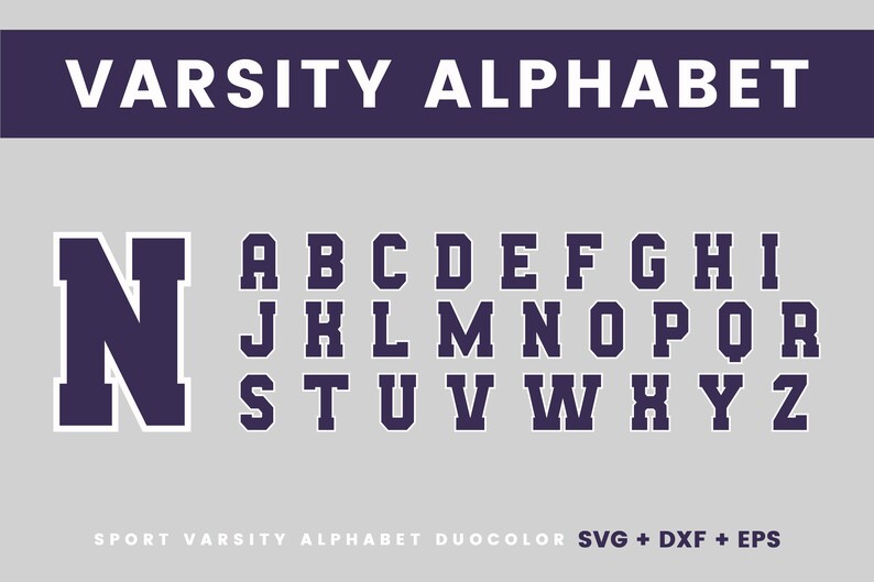 Modern Purple White Varsity Font, SVG Vector (digital Download) - Etsy