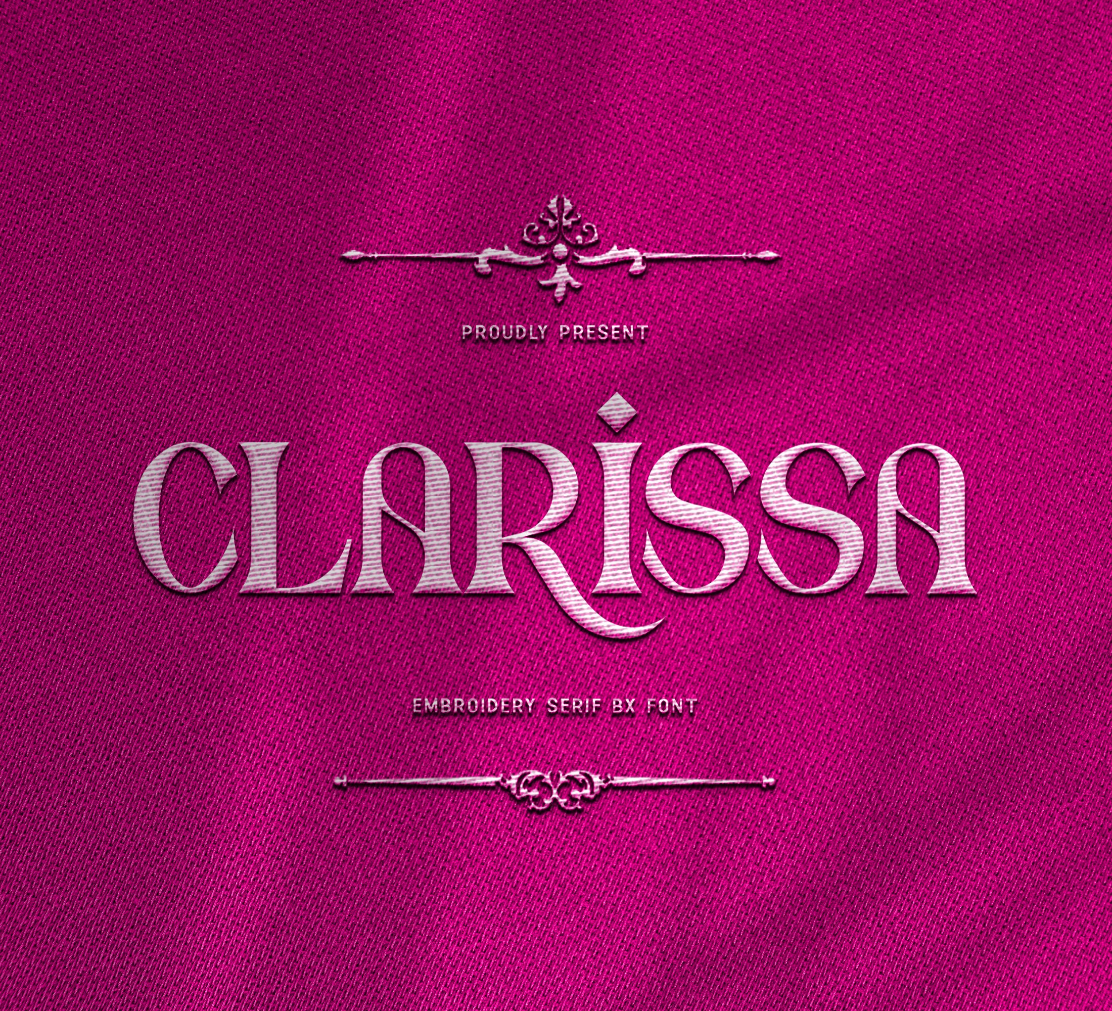 Modern Embroidery Font, Clarissa Font, Embroidery Design - Clarissa ...