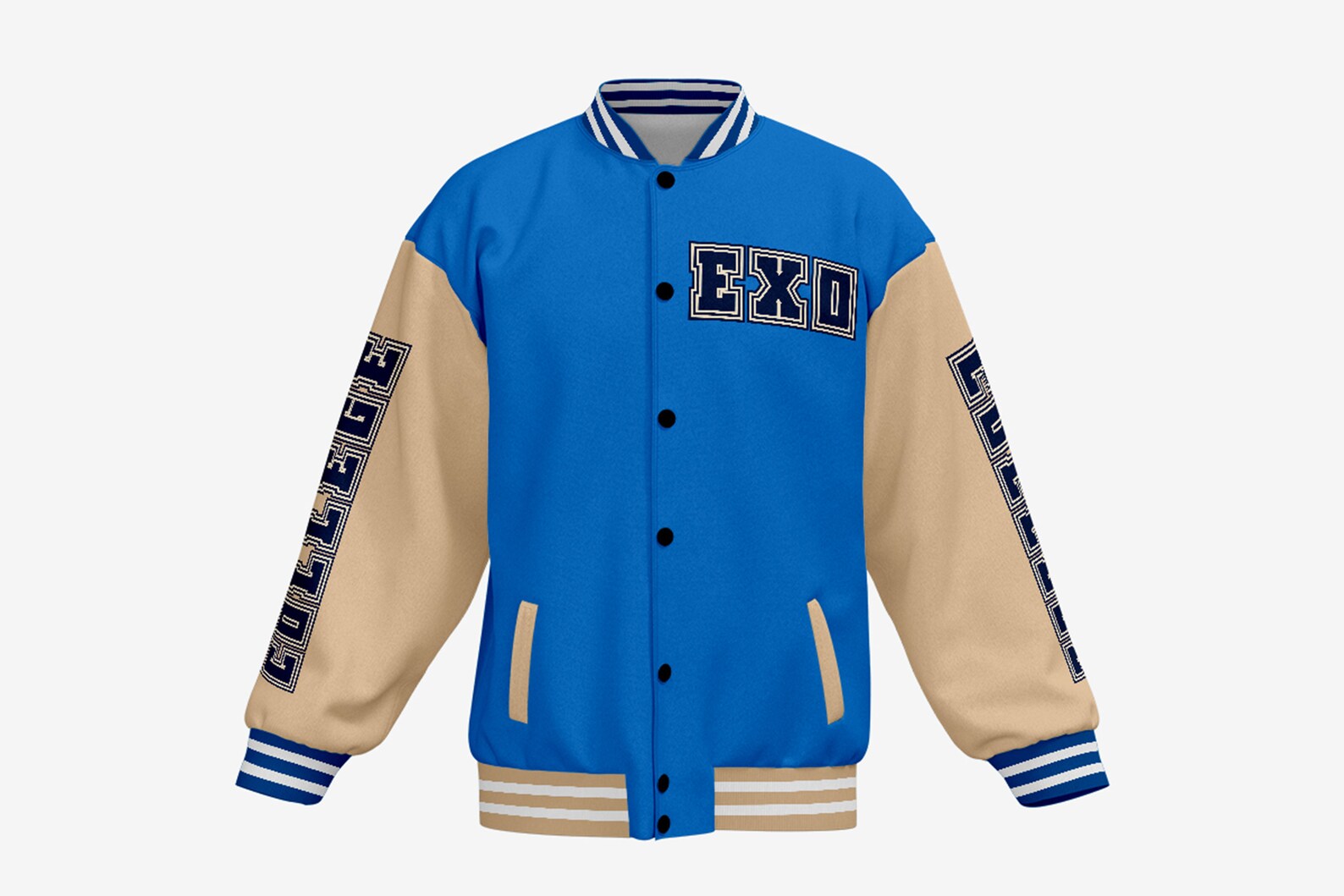 Modern Varsity Font SVG, Blue and Cream Letter Font (digital Files) - Etsy