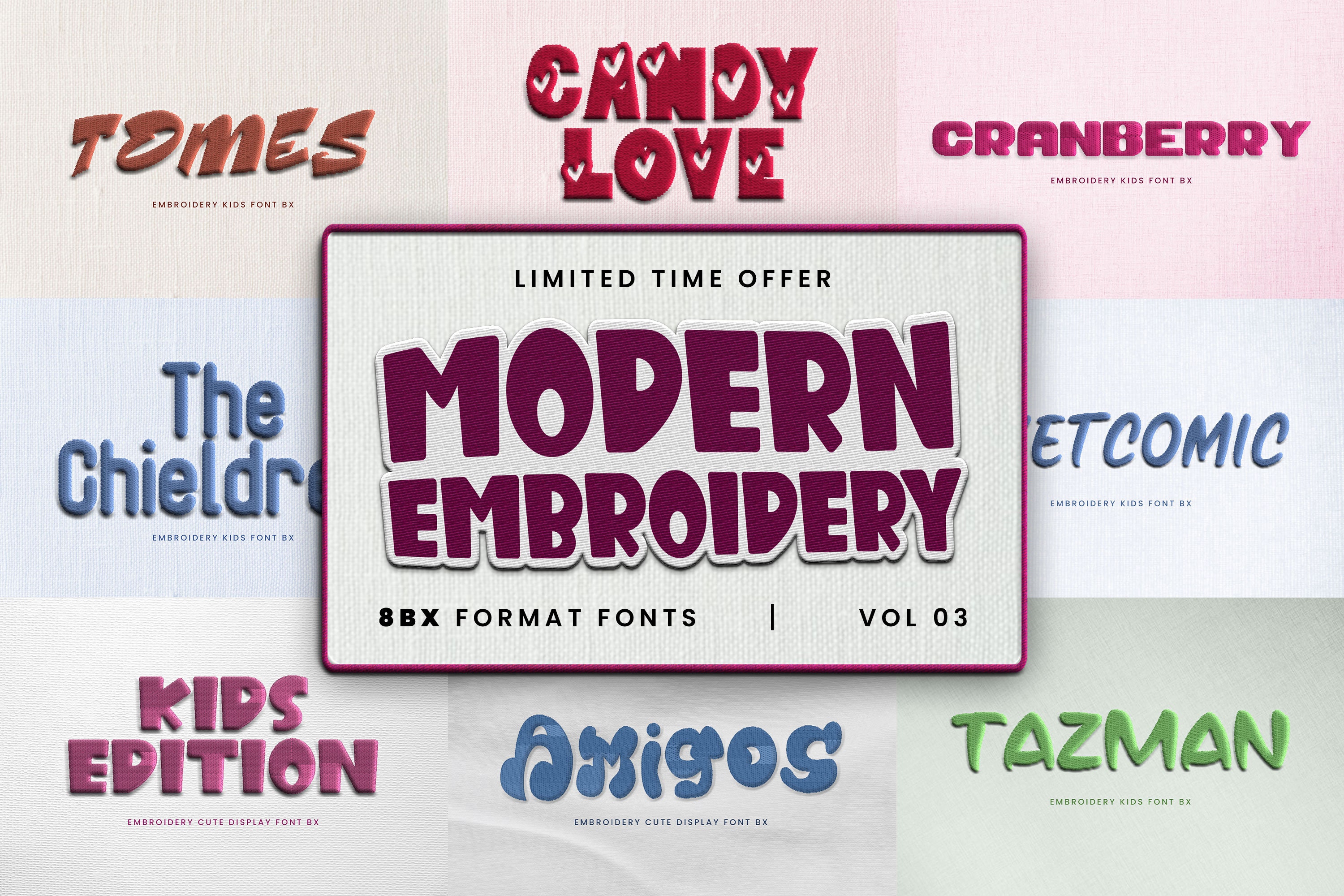 Modern Embroidery Font Bundle, Pes Embroidery Font, Embroidery Art Font ...