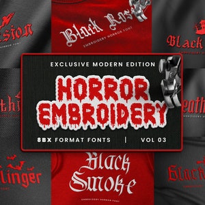 Modern Horror Embroidery Font Bundle, Embroidery Font, Groovy Font ...