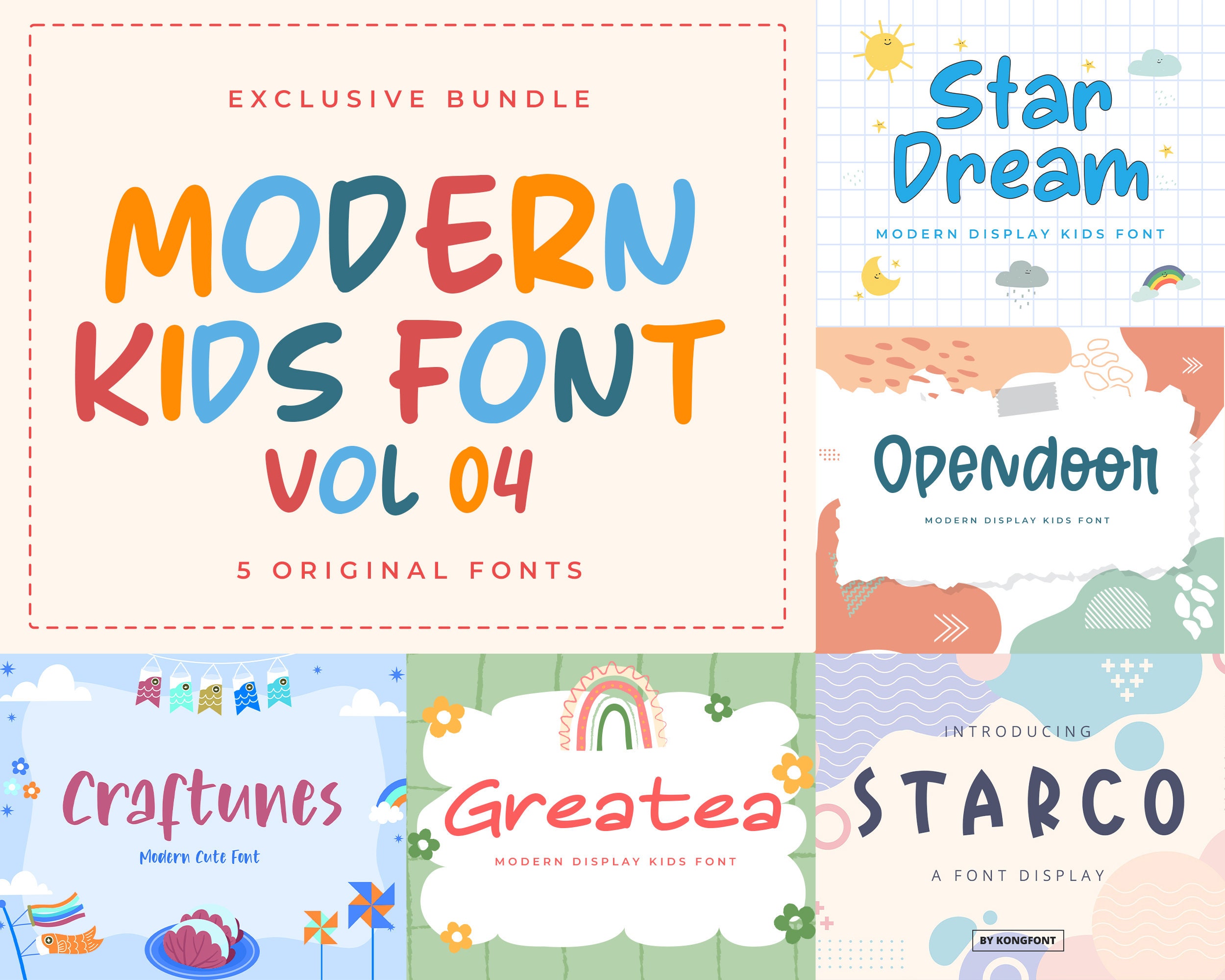 Modern Font, Commercial Fonts, Kids Font, Font Bundle, Cute Font, Font ...