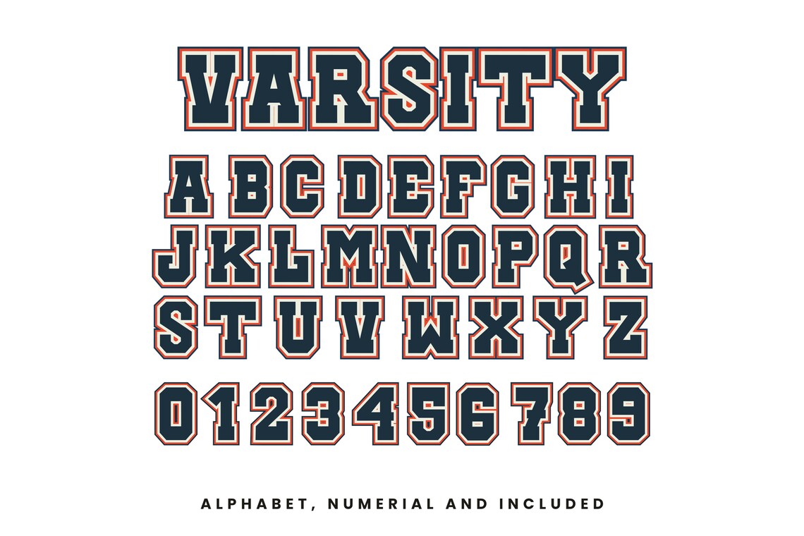 Modern Varsity Font SVG, Modern Fonts, Font, Bold Font, Varsity Letters ...