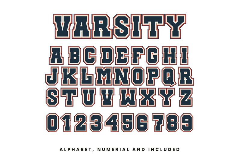 Modern Varsity Font SVG, Modern Fonts, Font, Bold Font, Varsity Letters ...