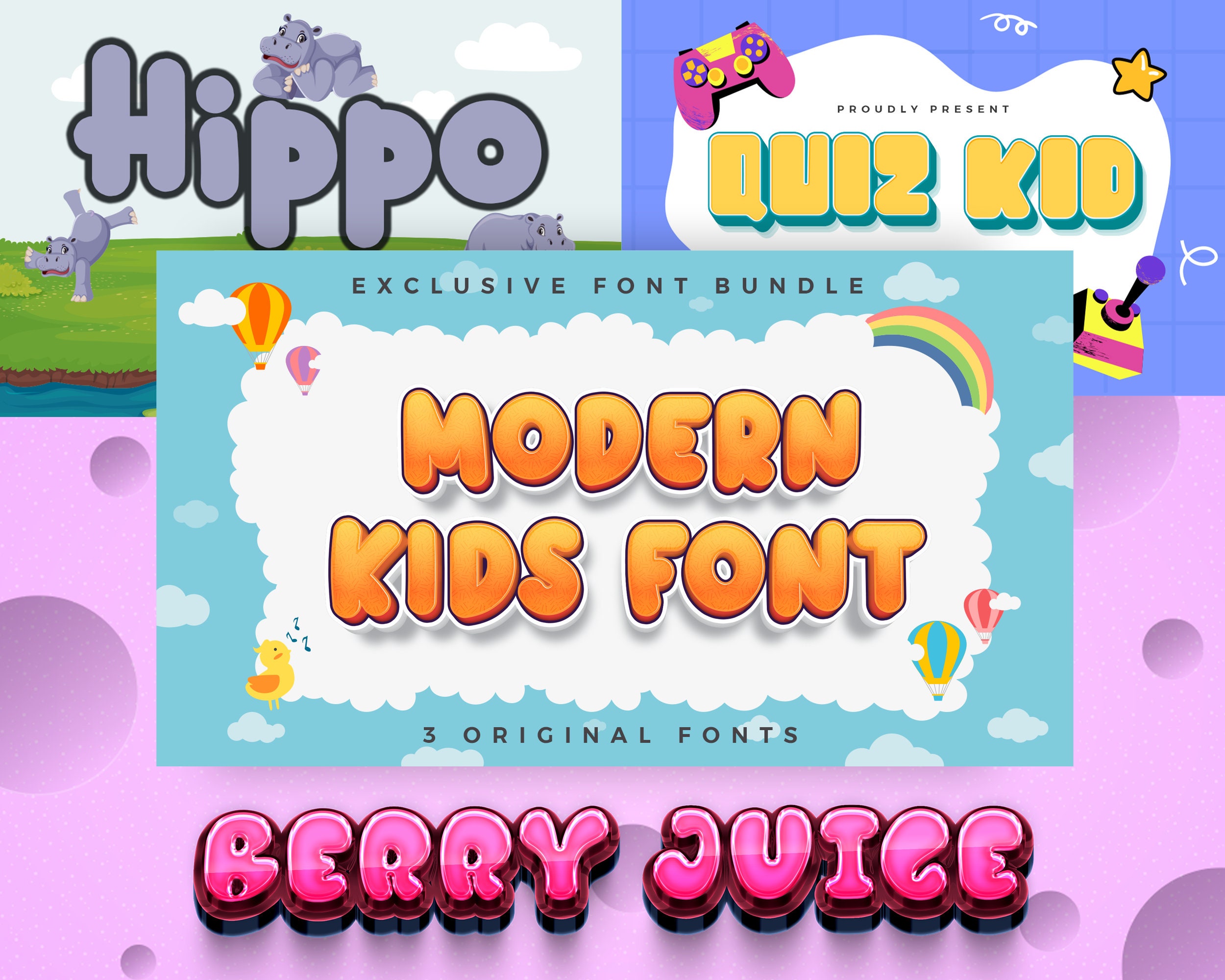 Versatile Modern Kids Font Bundles for Crafts and More, Kids Font ...