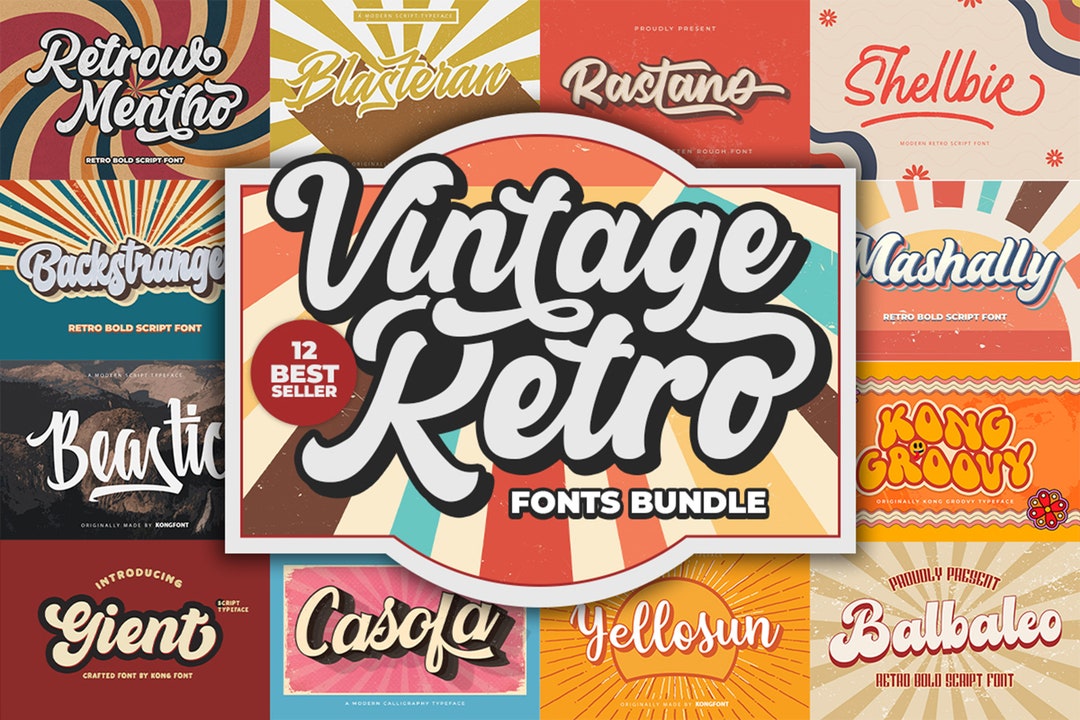 Modern Font, Font Bundle, Font, Retro Font, Vintage Font, Groovy Font ...
