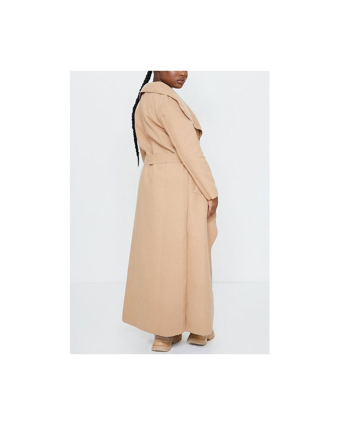 Camel Maxi Length Oversized Waterfall Belted Coat Duster Coat Femme ...