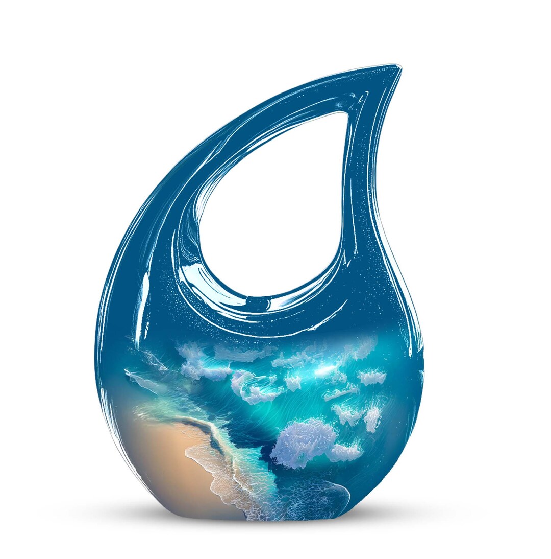 Beach Cremation Urn for Ashes – Ocean Memorial Keepsake - Blue ...