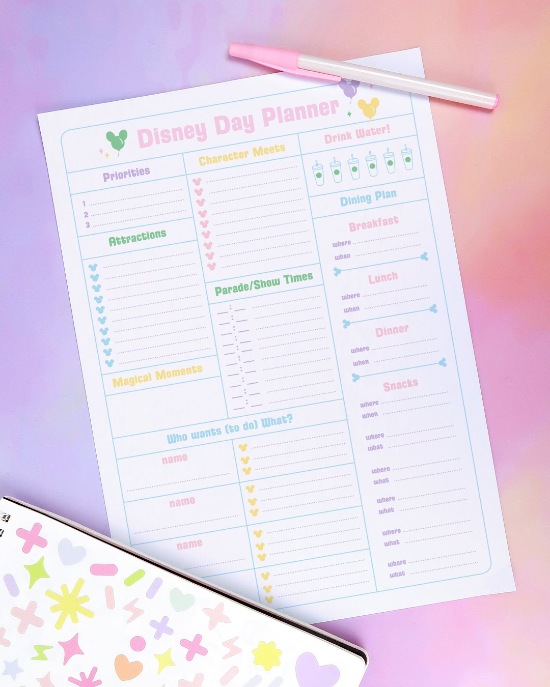 The Parks Day Planner | Ultimate Printable Planner | Magical Mickey ...