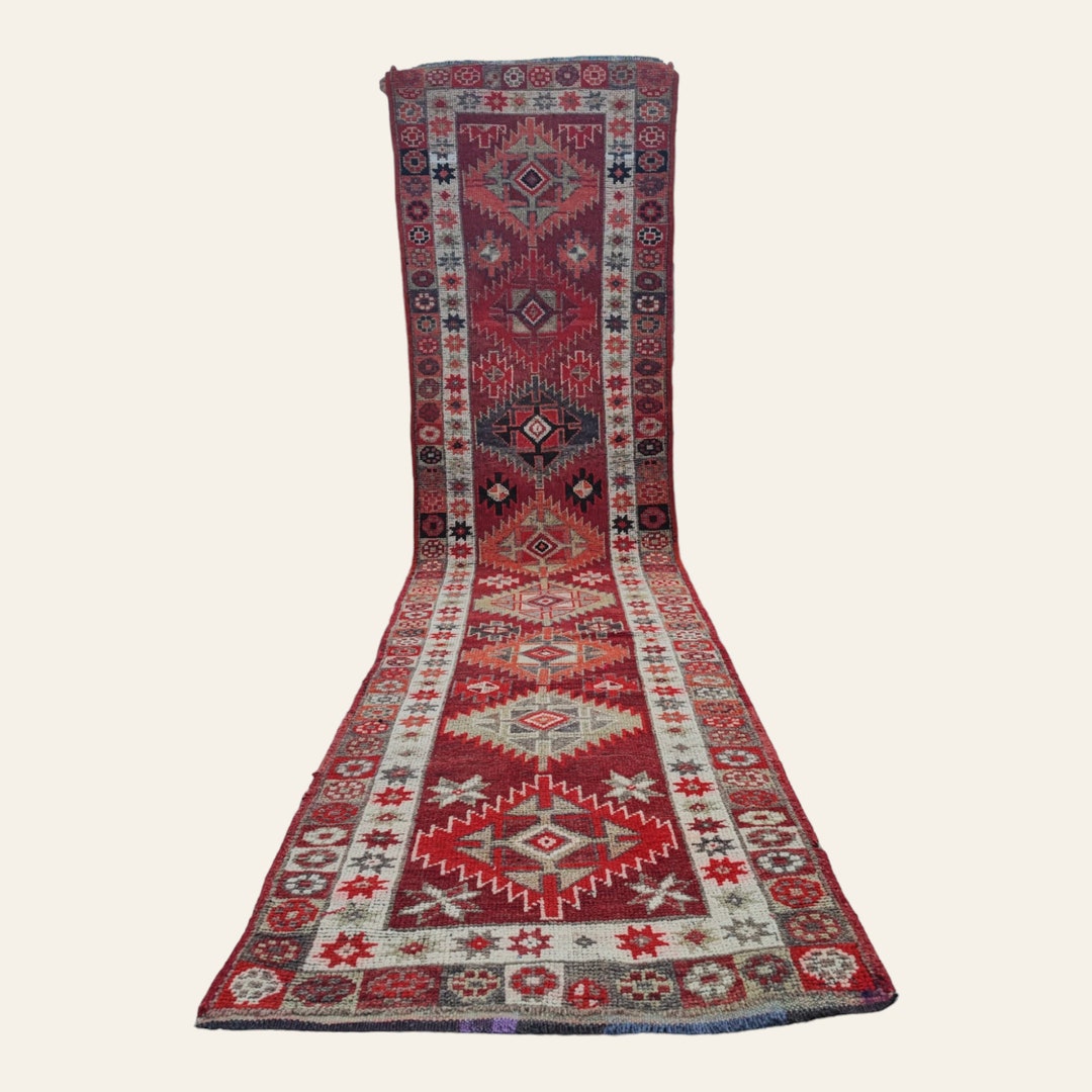 Red Long Hallway Rug 2x13 Feet Turkish Wool Runner Rugs for Hallway ...