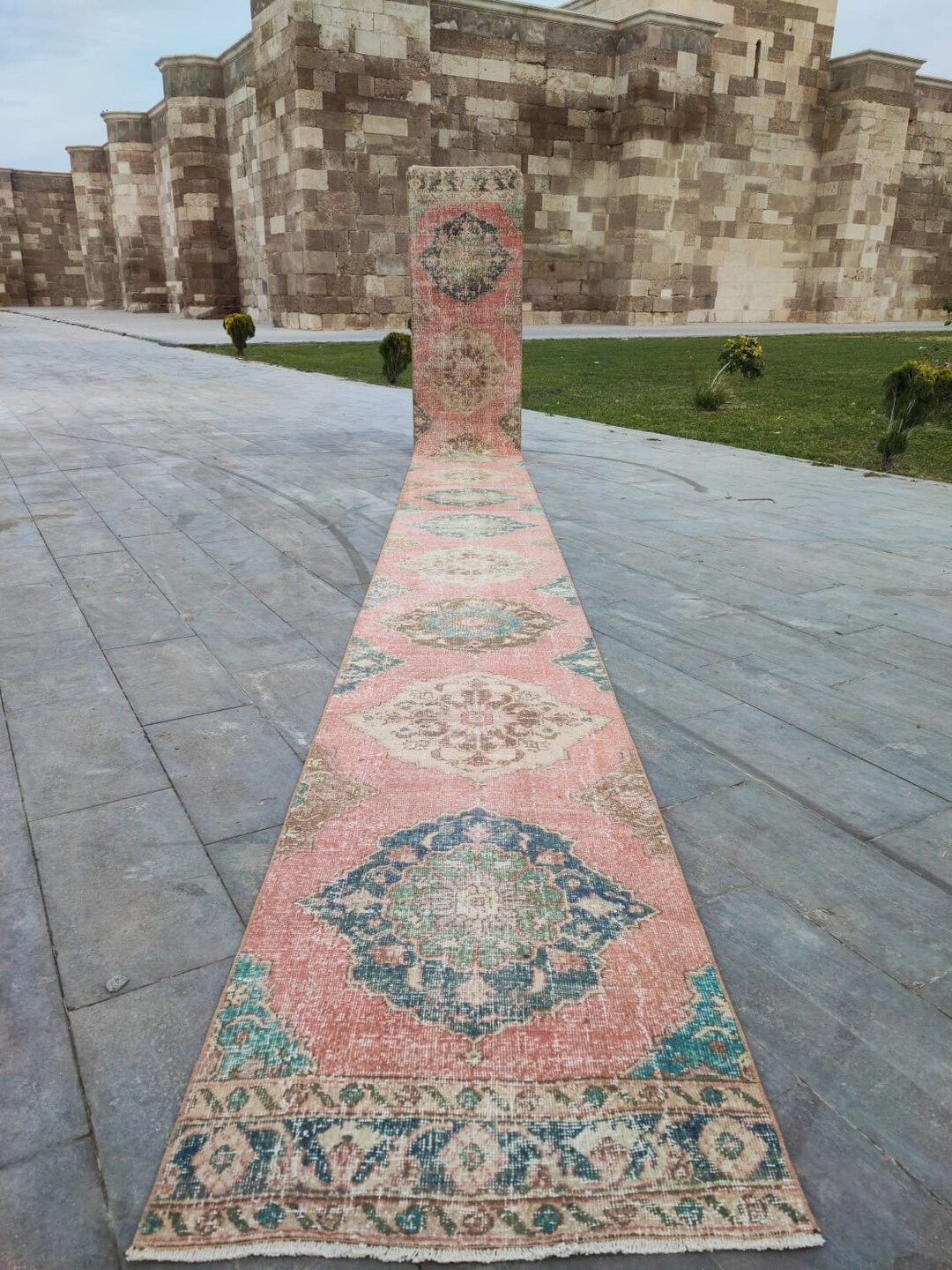 25' Extra Long Rug Light Red Hallway Rug Red 3'x25' Stair Rug Boho ...