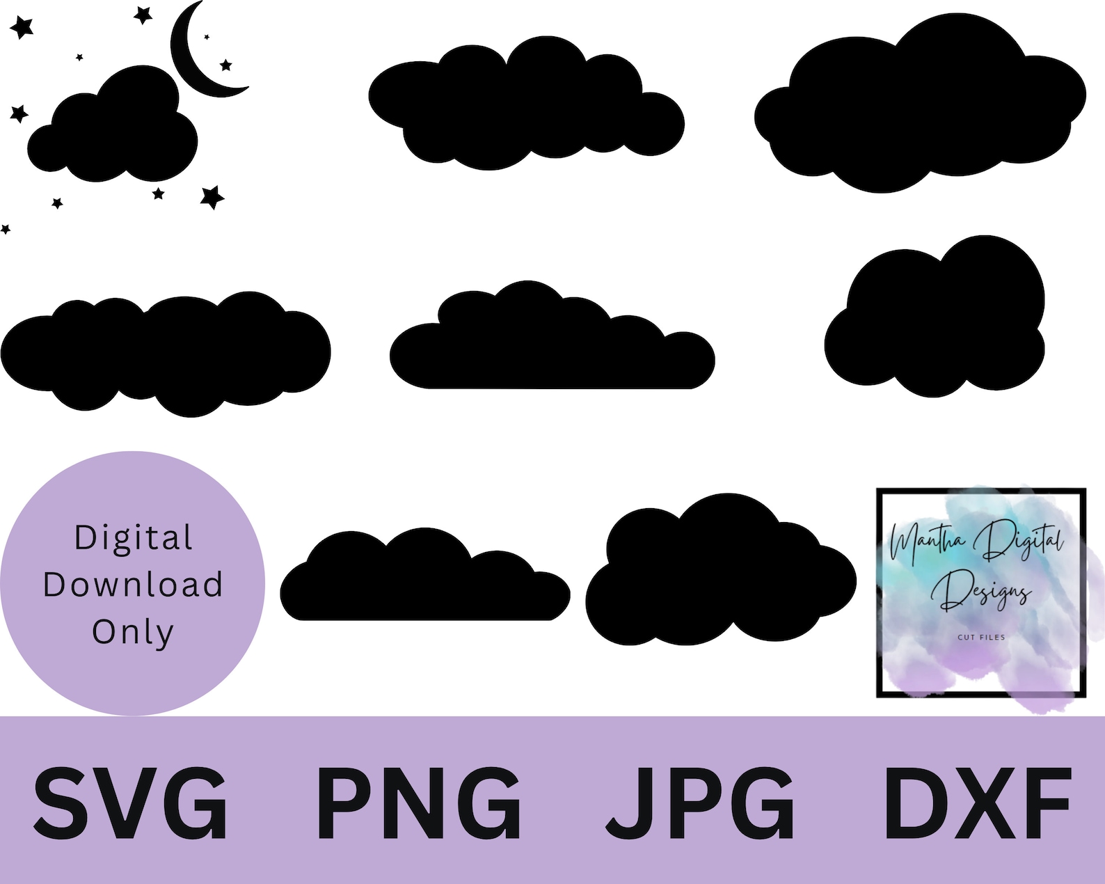 Clouds SVG Bundle | Digital Cut Files | Instant Download | Cloud ...