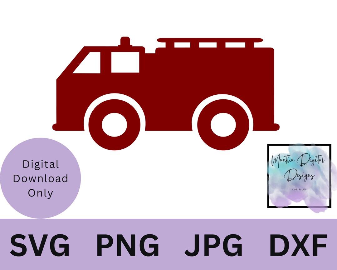Fire Engine SVG Silhouette | Firetruck Digital Cut File for Cricut ...