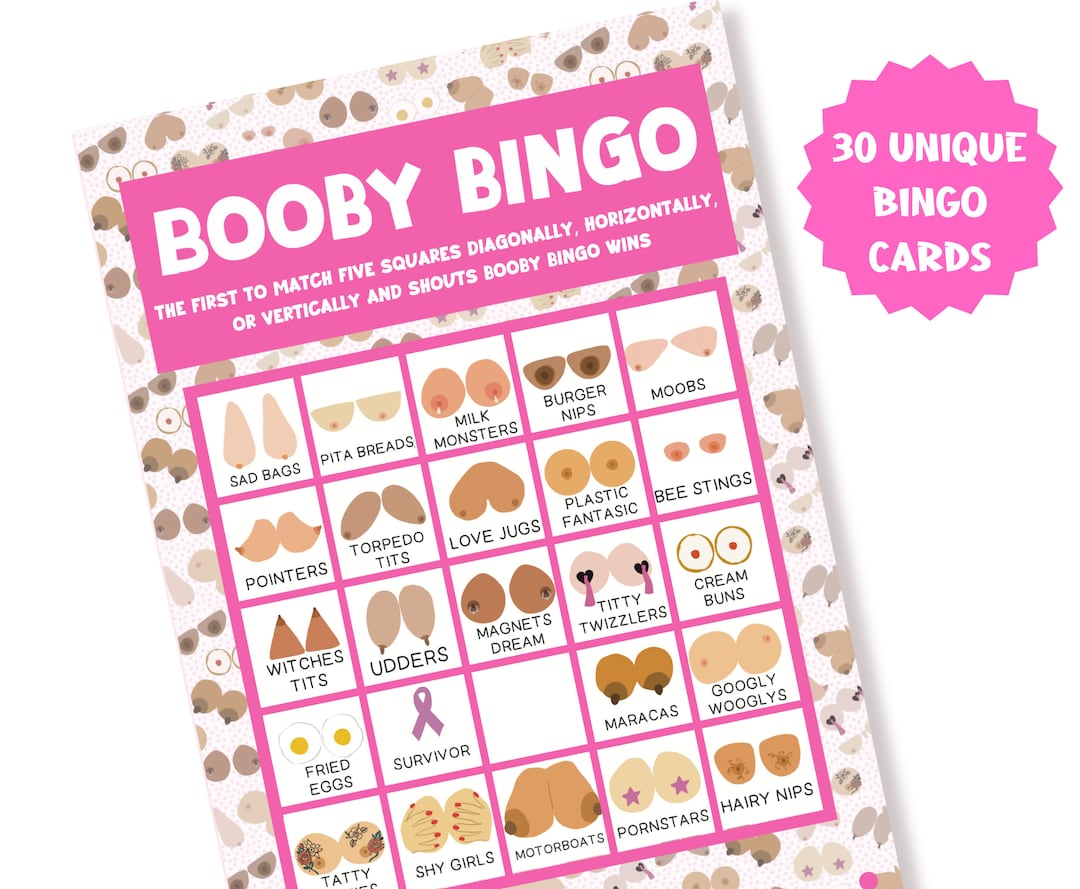 Booby Bingo Printable Breast Cancer Bingo Fun Hen Party Game Fun Adult ...
