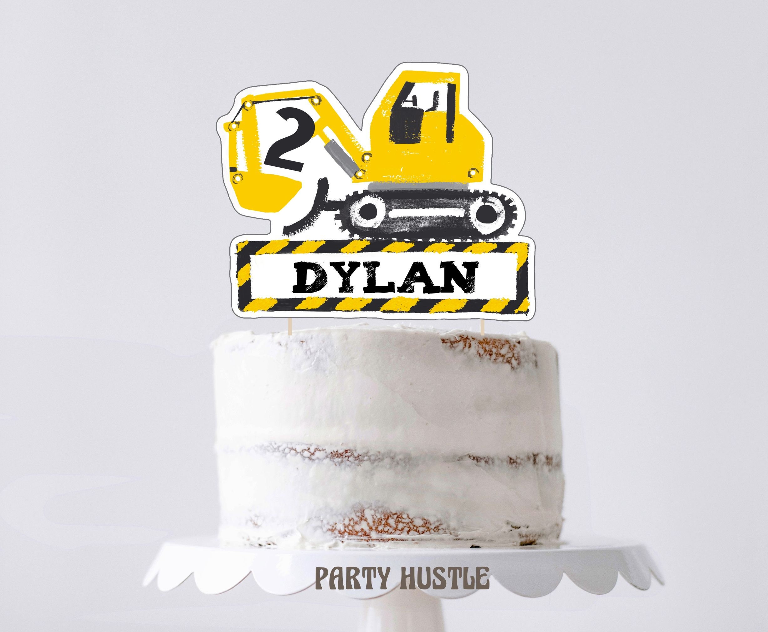 Editable Boys Construction Cake Topper Printable Digger - Etsy