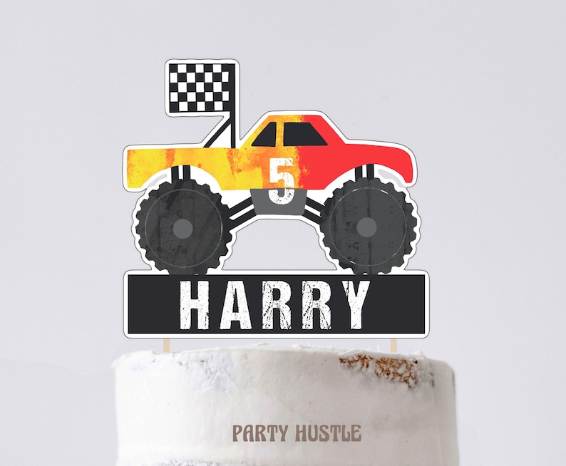 Editable Boys Monster Truck Cake Topper | Personalised Birthday Cake ...