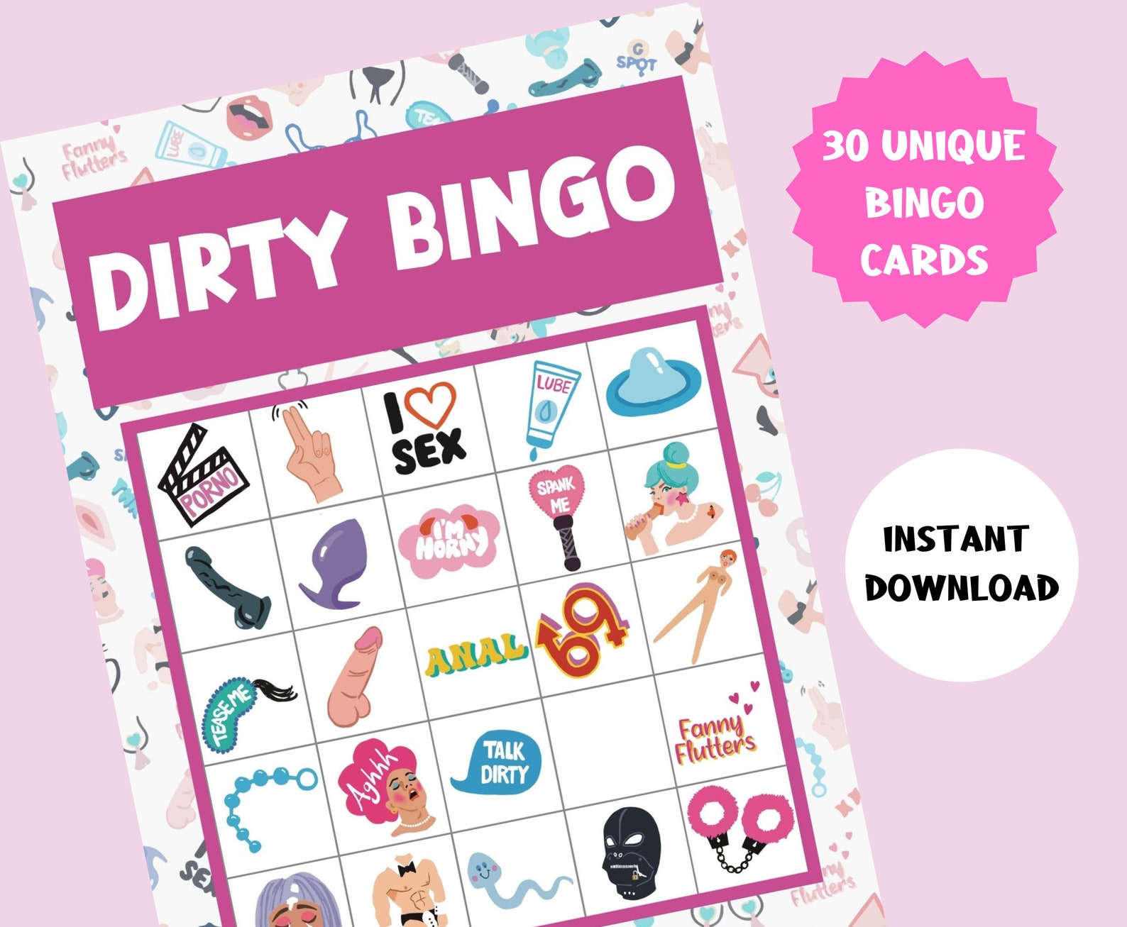 Dirty Bingo Printable Bachelorette Party Bingo Rude Hen - Etsy