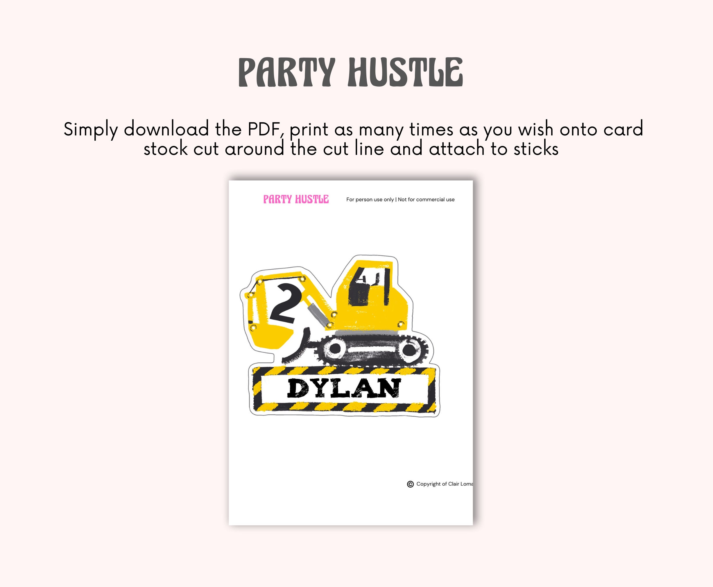 Editable Boys Construction Cake Topper Printable Digger - Etsy