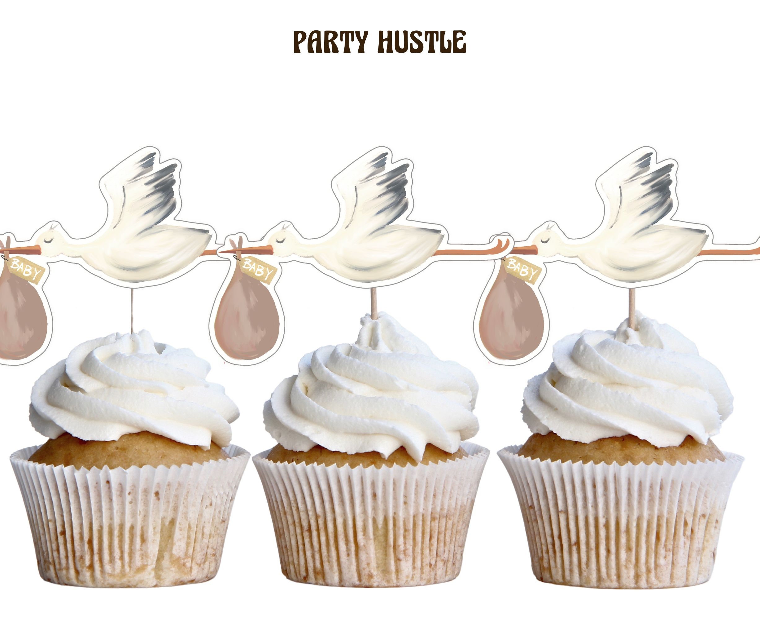 Printable Neutral Baby Shower Cupcakes Toppers Instant Download Baby ...