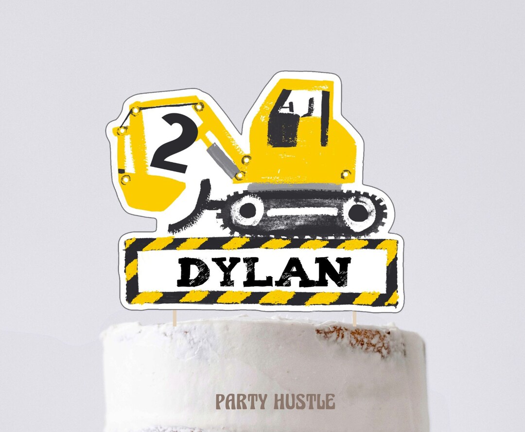 Editable Boys Construction Cake Topper | Printable Digger Birthday Cake ...