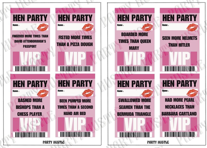 Personalized Hen Party Name Tags Printable VIP Passes and Lanyards ...