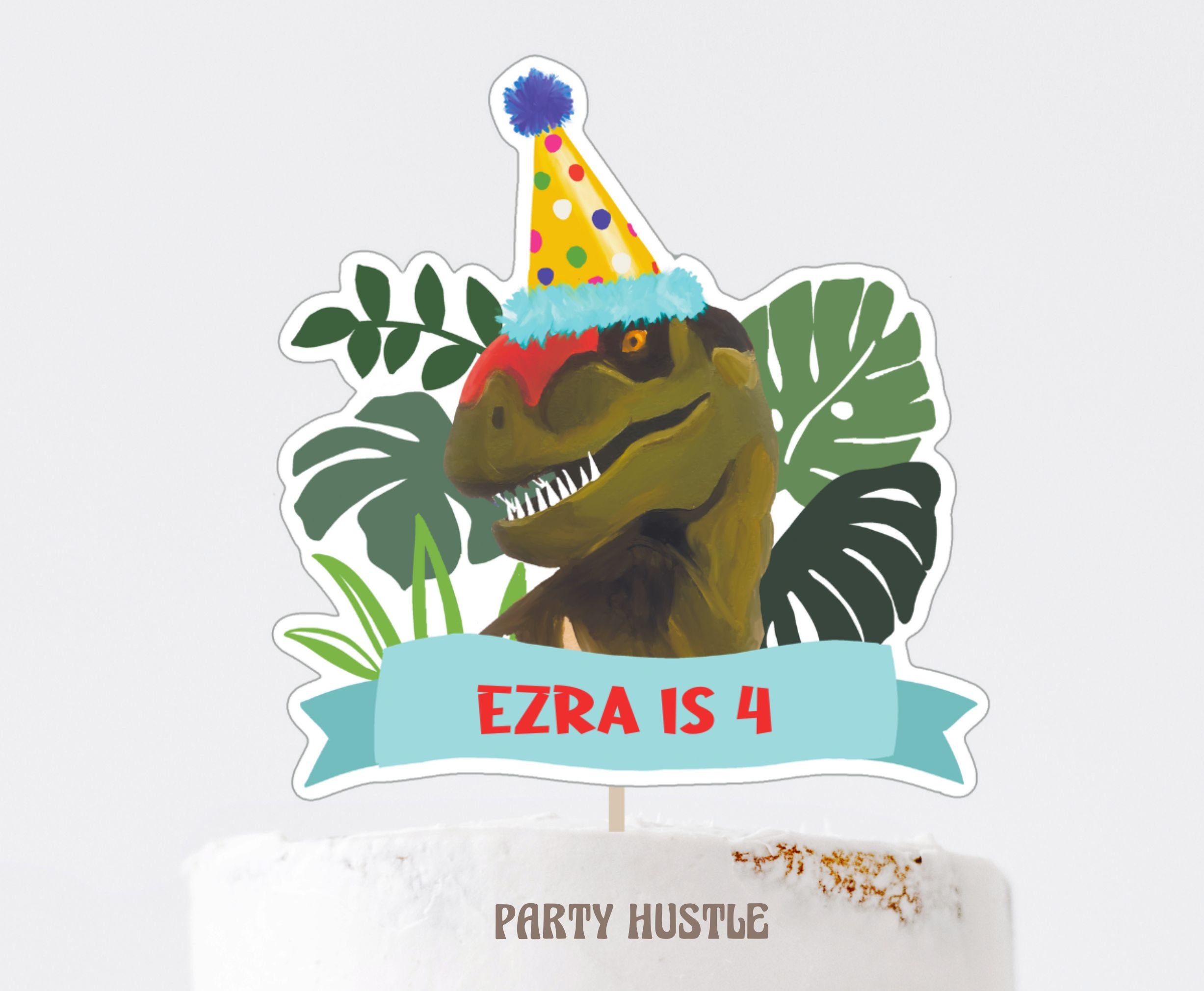 Customised Printable Dinosaur Cake Topper Dinosaur Cake Decoration ...