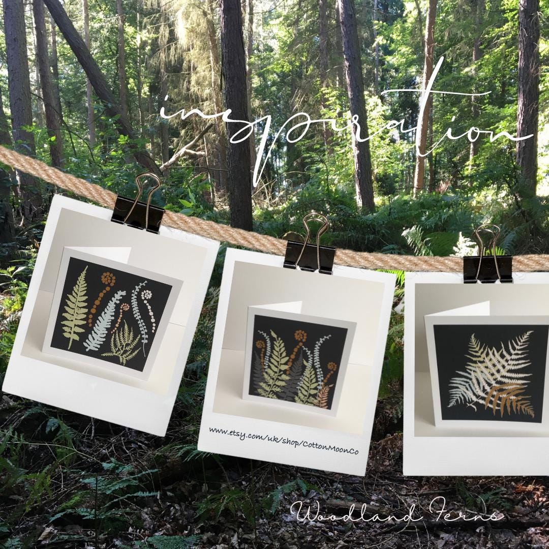 Ferns All Purpose Greeting Card Blank Inside Square 6x6 400 Gsm White ...