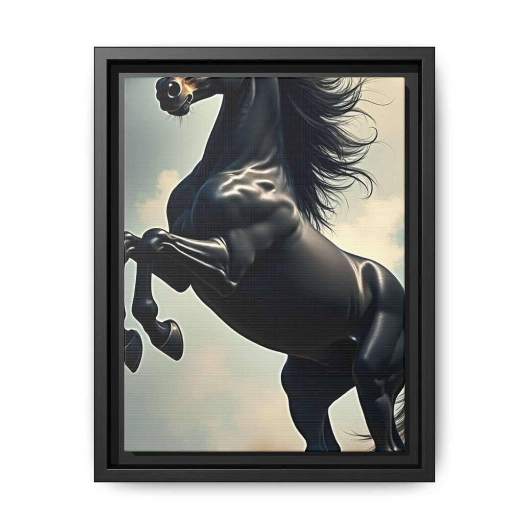 Dynamic Black Stallion Art Print, Horse Decor for Equestrian Lovers ...