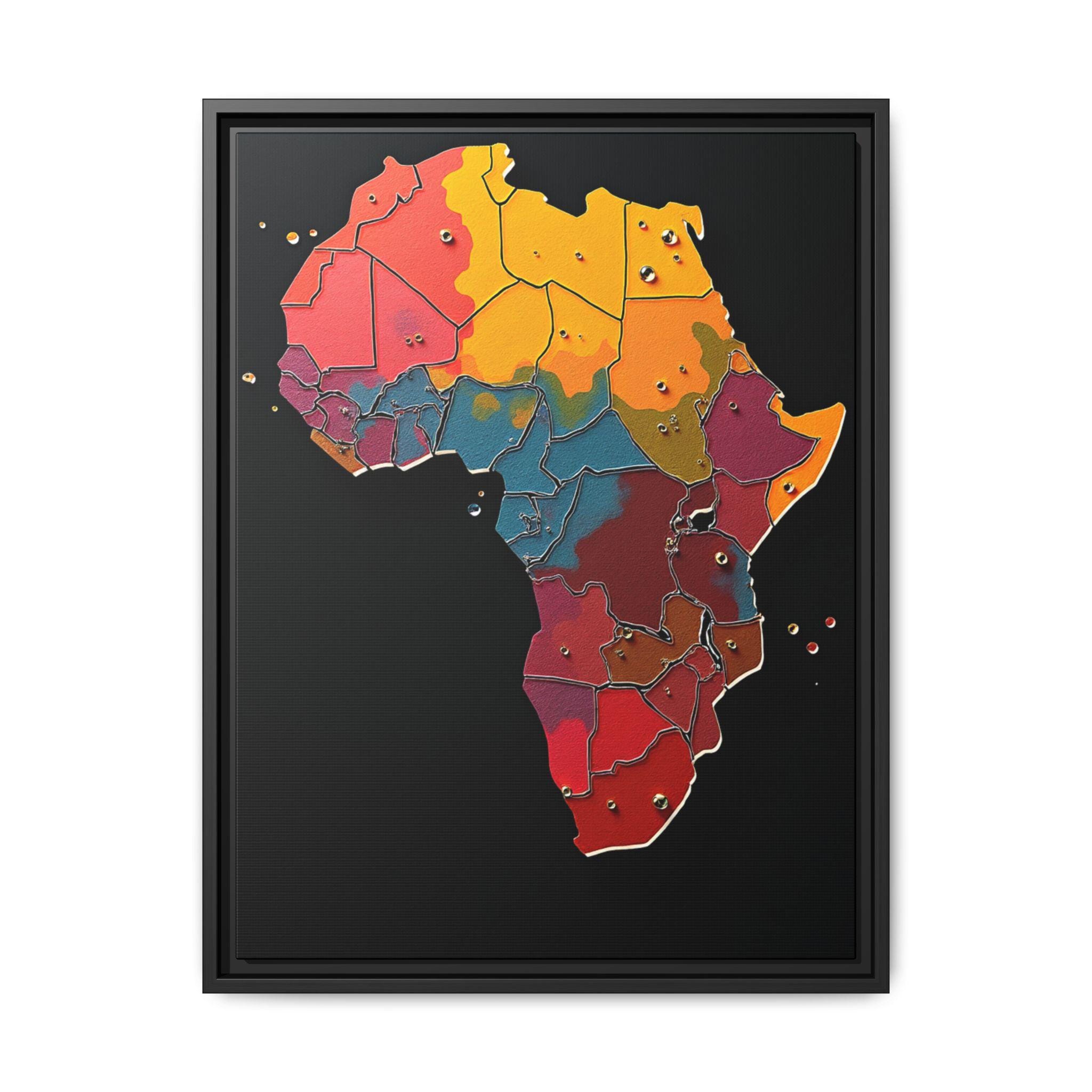 GANDAR® Colorful Africa Map Canvas Art - Framed Wall Decor for Home ...