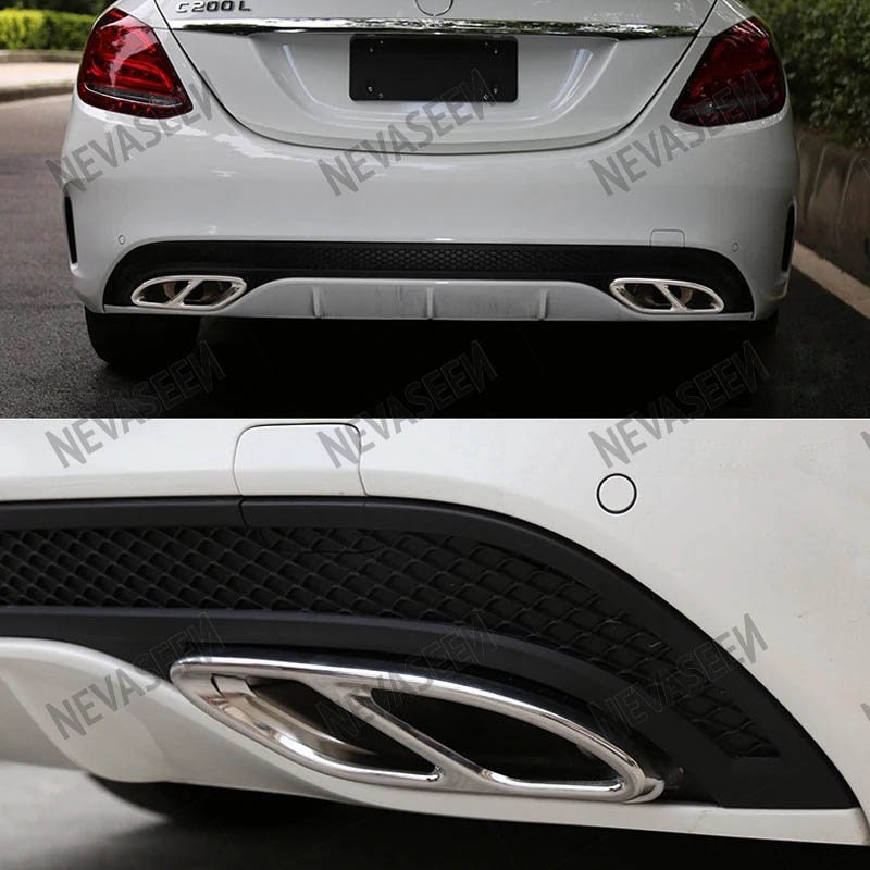 Stainless Quad Exhaust Tips Mercedes Benz A-B-C-E-GLC-GLE Class W176 ...