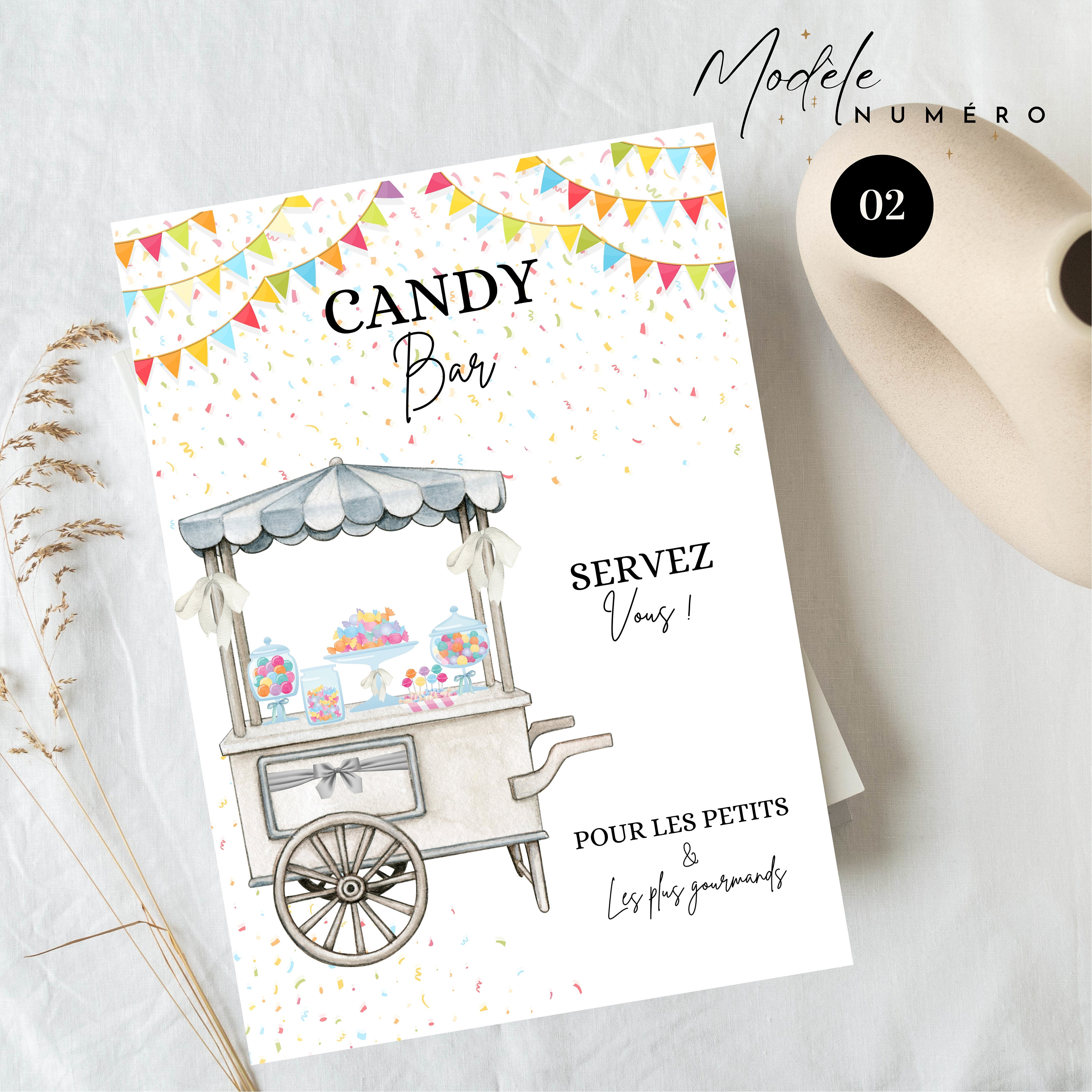 Affiche Chariot Candy Bar | Bar à Bonbons | Bar à Gourmandises | Carte ...
