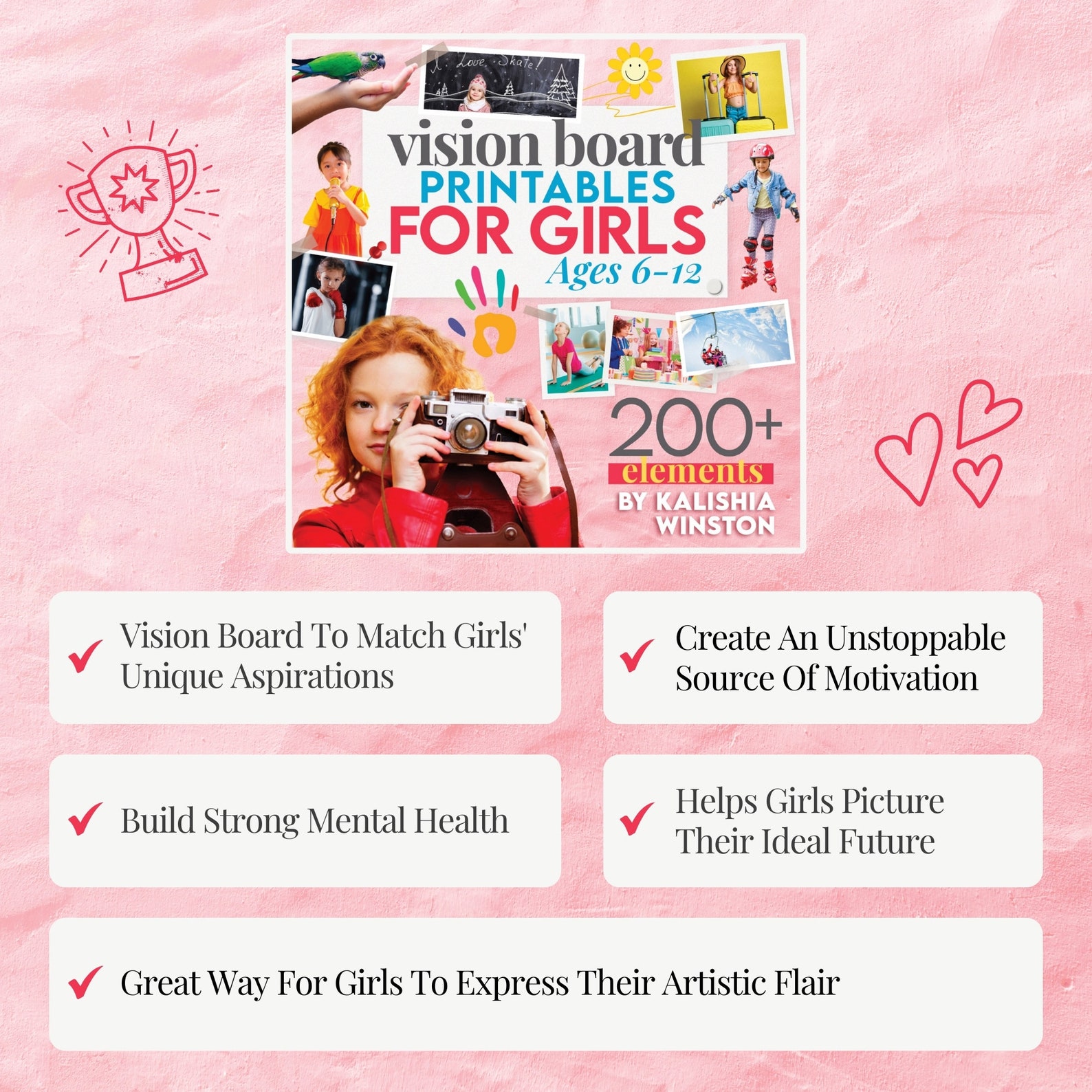 Vision Board Printables for Girls Ages 6-12: 200 Kid-friendly Pictures ...