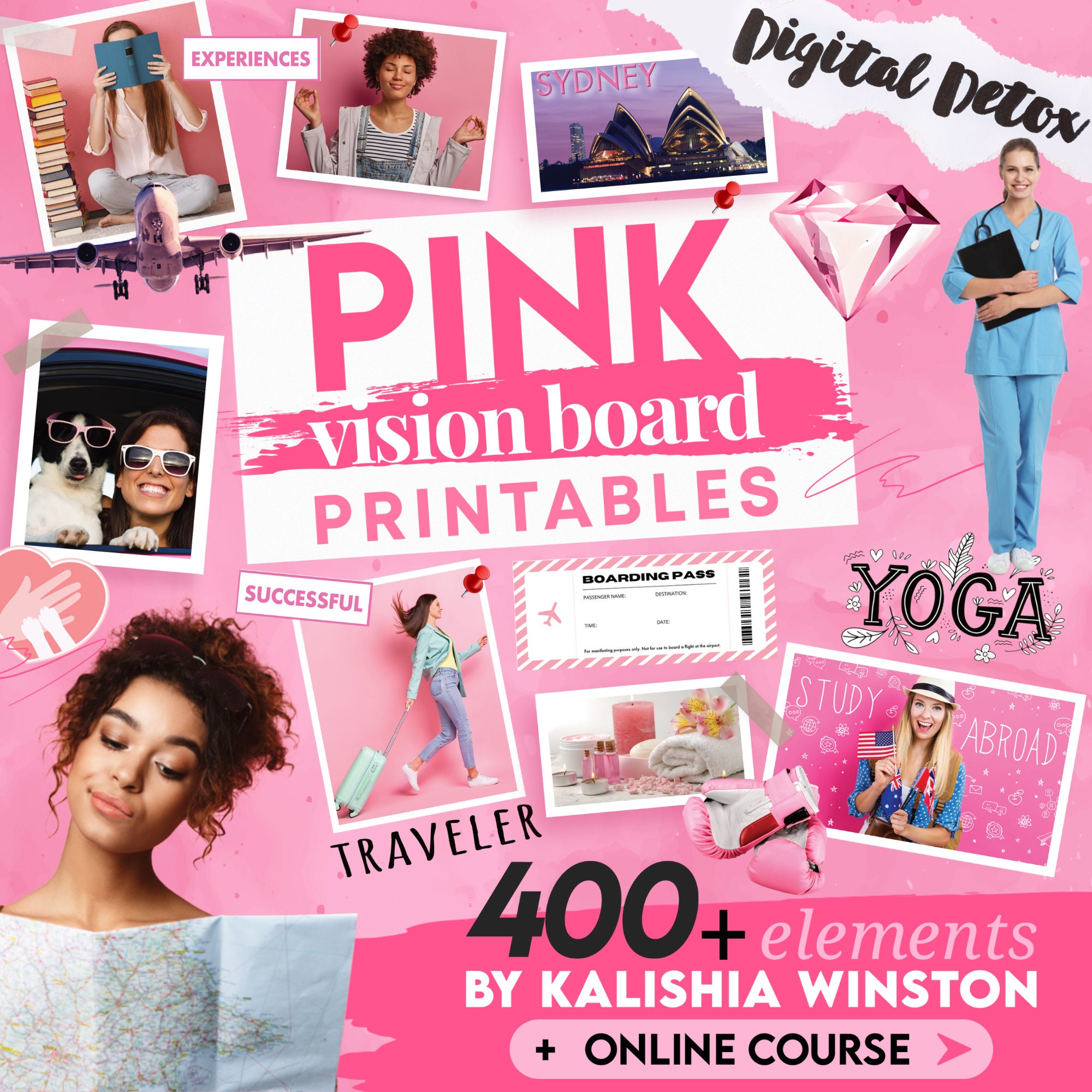 Pink Vision Board Printables - 400+ Powerful Images, Words, Phrases and ...