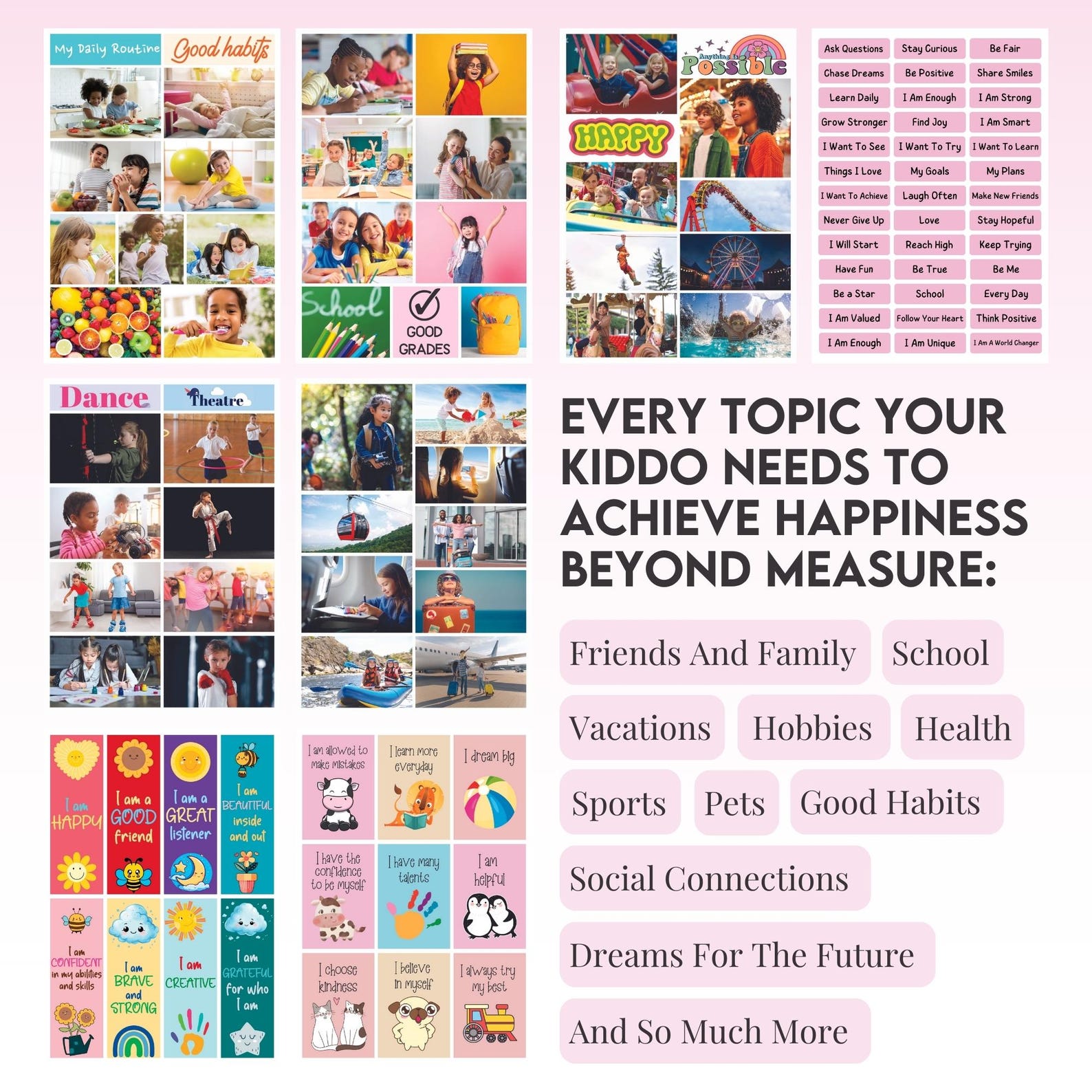 Vision Board Printables for Girls: 250+ Pictures, Positive Affirmations ...