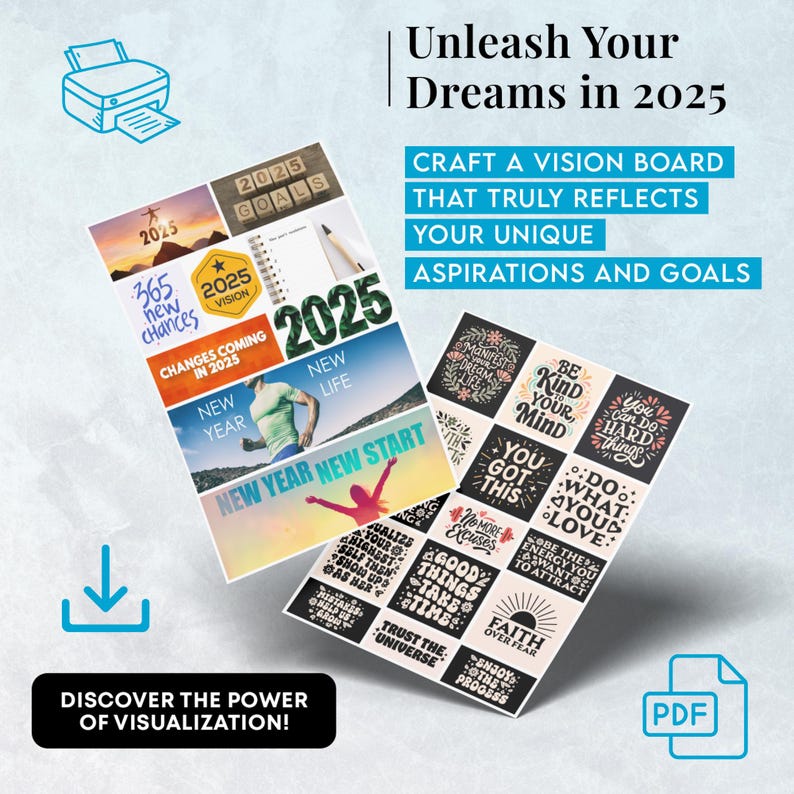 2025 Vision Board Printables - 500+ Powerful Pictures, Quotes, Words ...