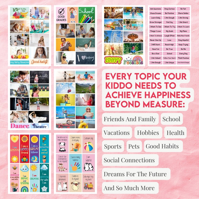 Vision Board Printables for Girls Ages 6-12: 200 Kid-friendly Pictures ...