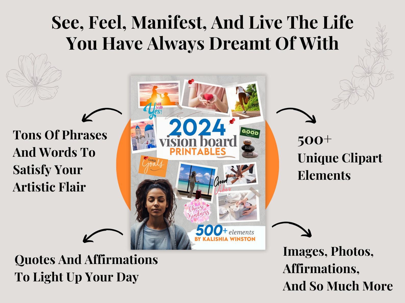2024 Vision Board Printables 500 Images Words Affirmation - Etsy