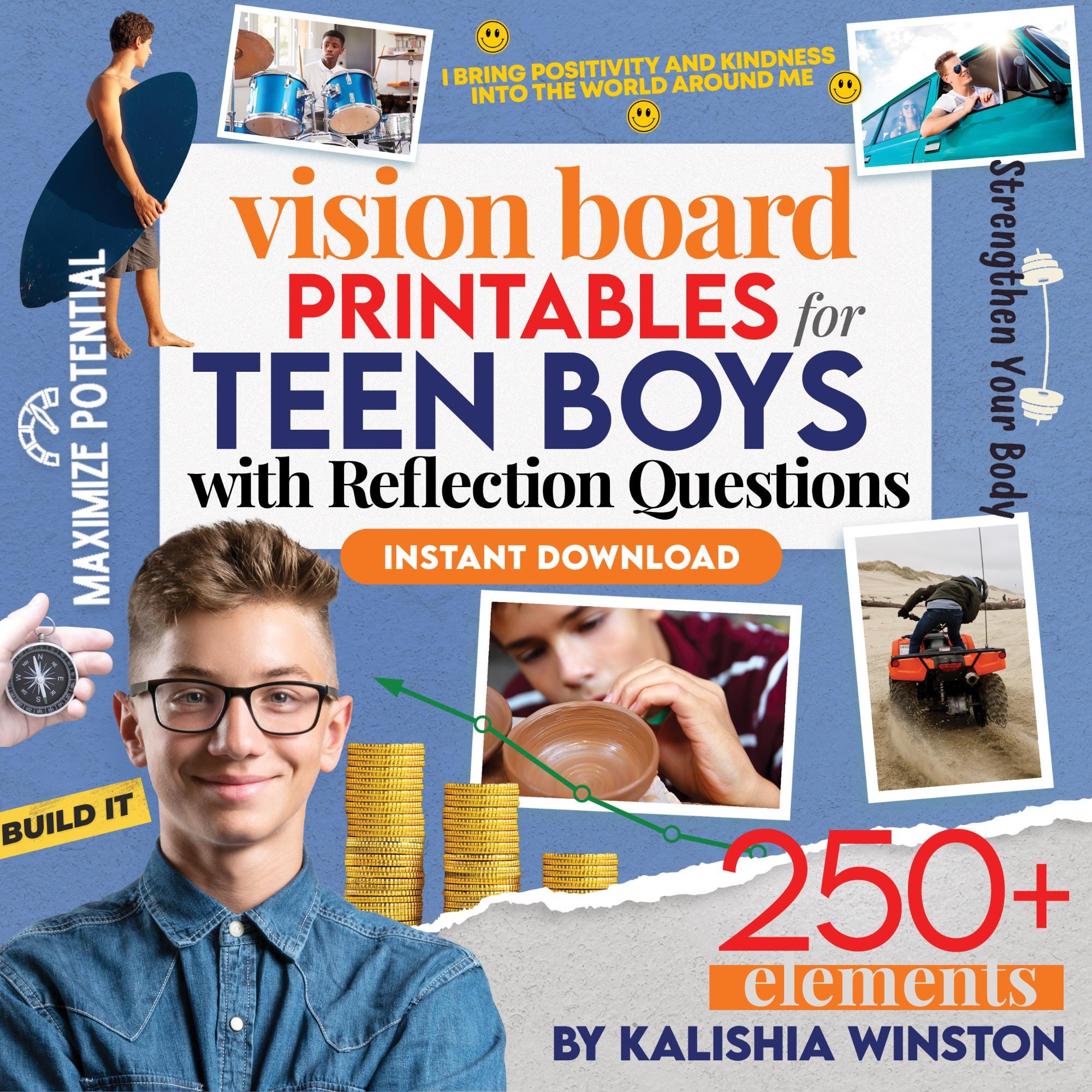 Vision Board Printables for Teen Boys - 250+ Inspiring Images, Positive ...