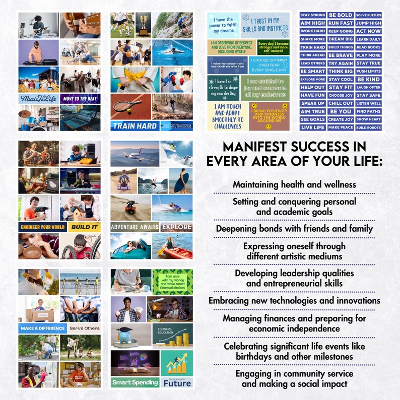 Vision Board Printables for Teen Boys - 250+ Inspiring Images, Positive ...