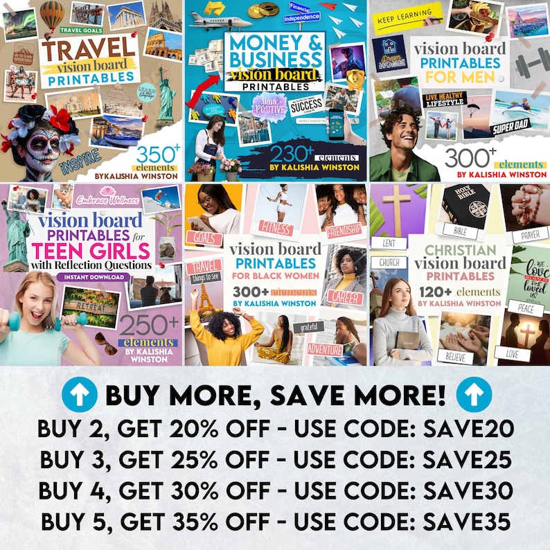 2025 Vision Board Printables - 500+ Powerful Pictures, Quotes, Words ...