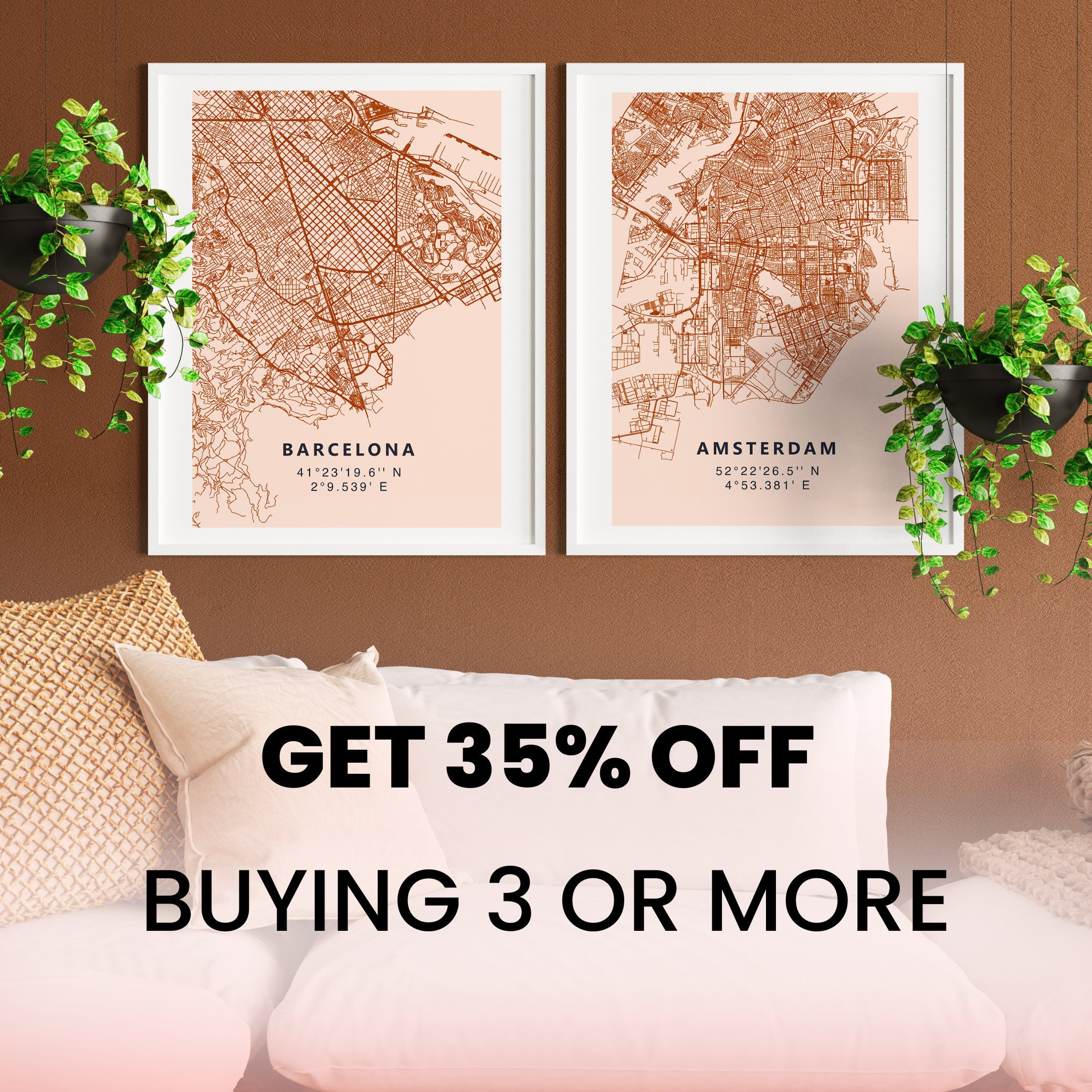 Custom Map Printing, Set of Three, Map Prints, Custom Locations, Your ...