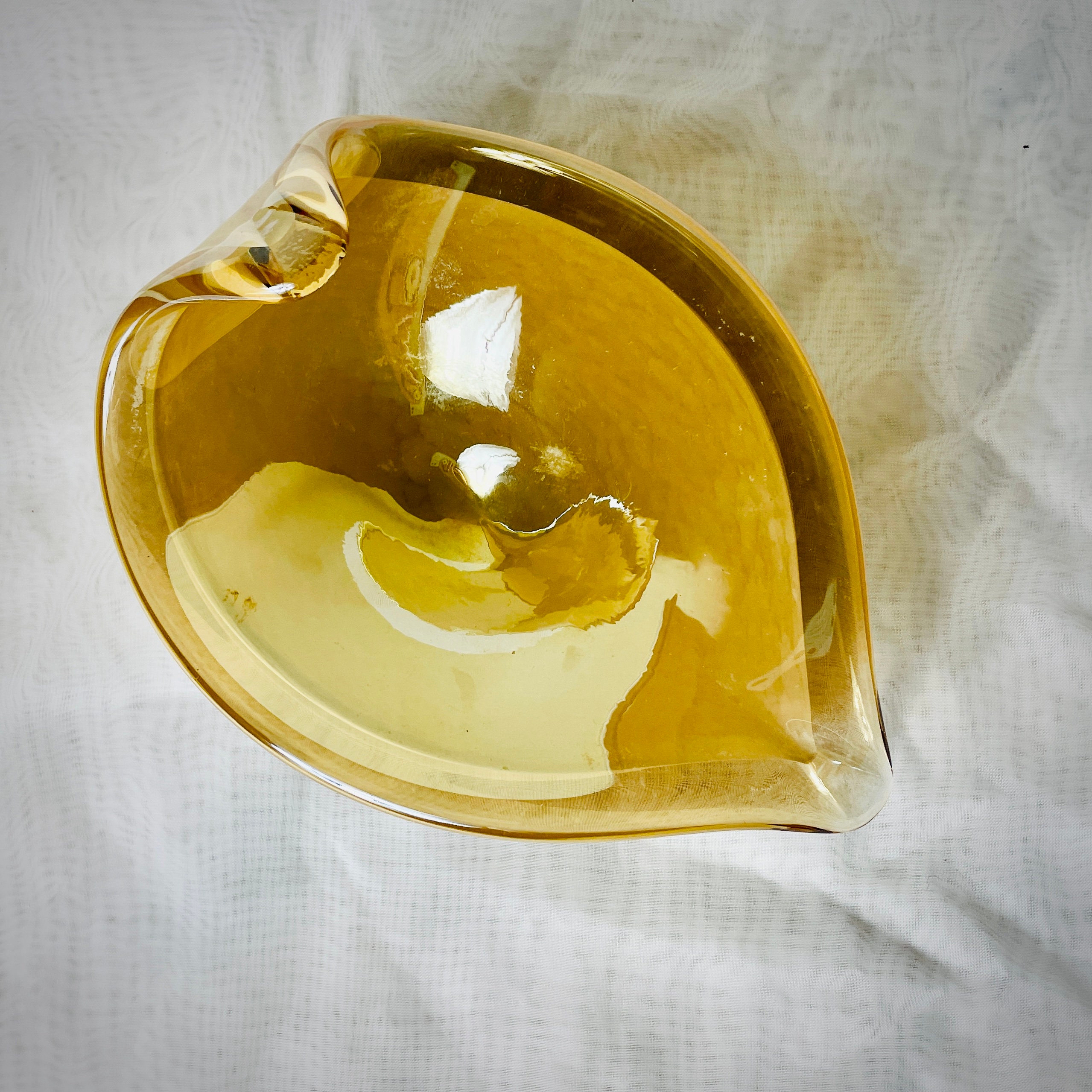 Vintage Linea Astuni Italian Art Glass Iridescent Yellow Dish - Etsy