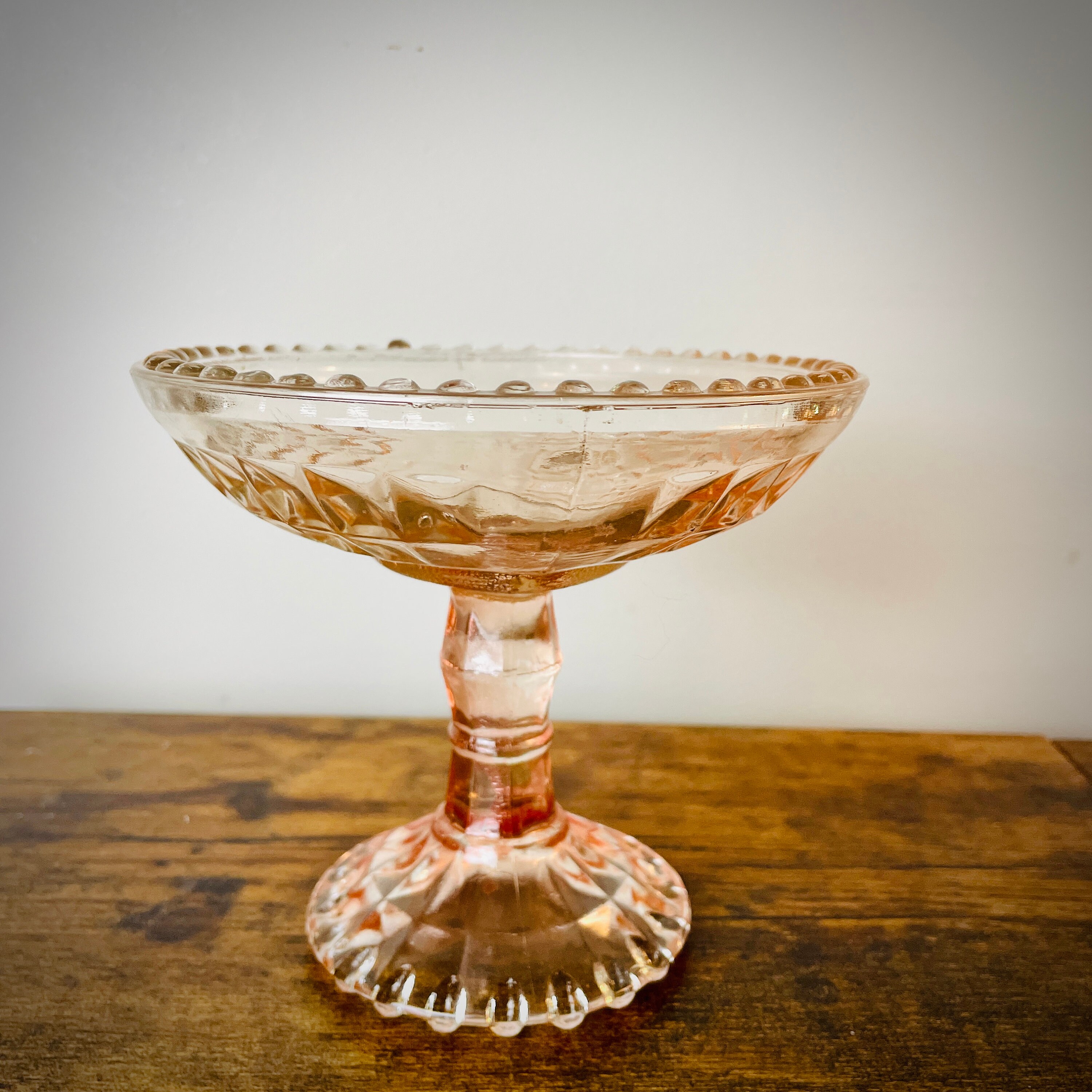 Vintage Pink Depression Glass Compote Windsor Diamond - Etsy