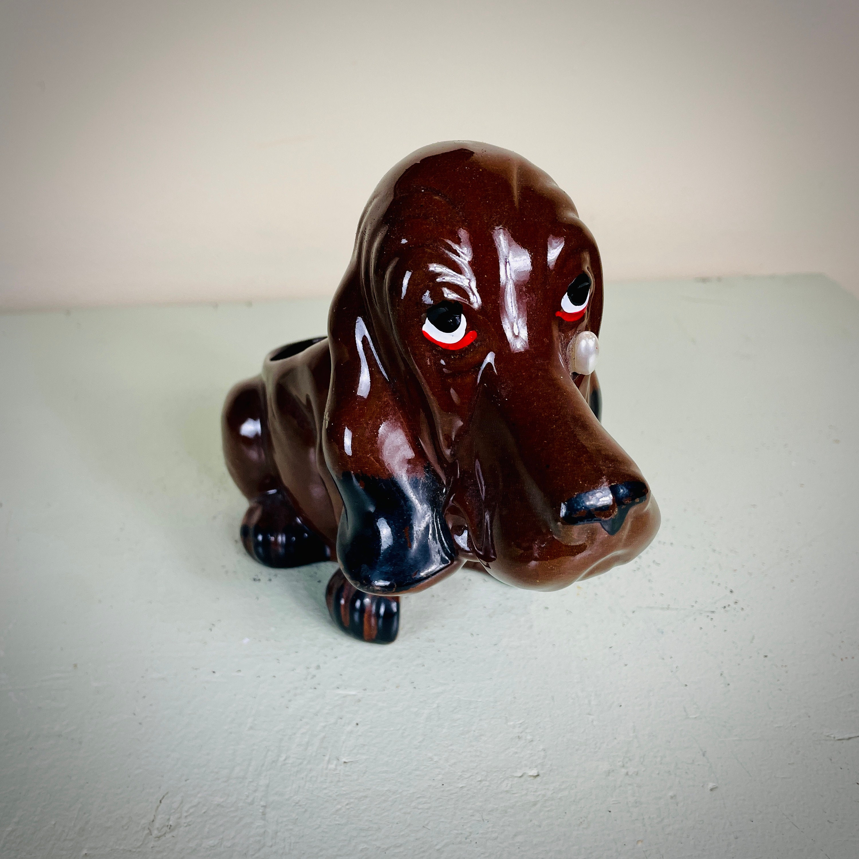 Vintage Enesco Crying Basset Hound Dog Planter - Etsy