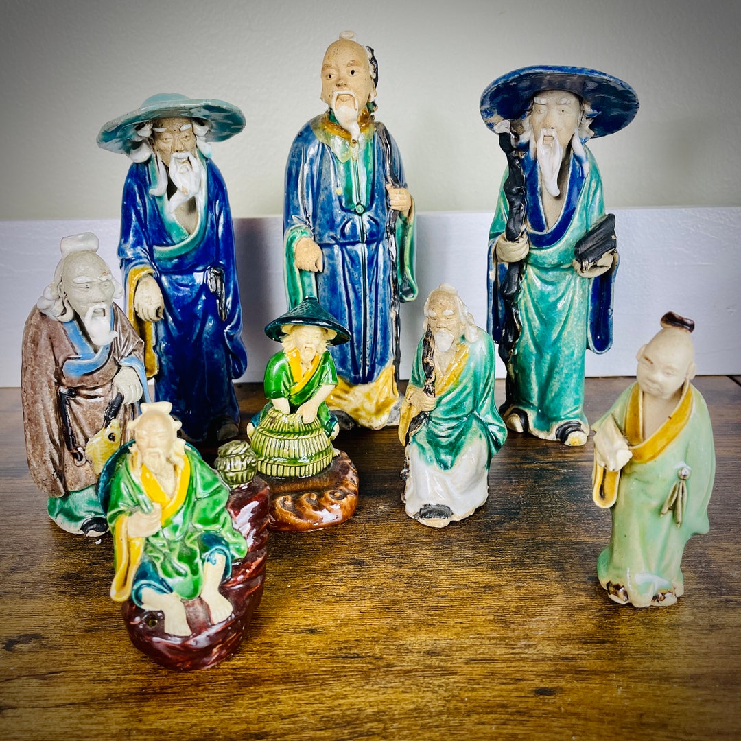 Vintage Chinese Mudmen Set of Eight - Etsy