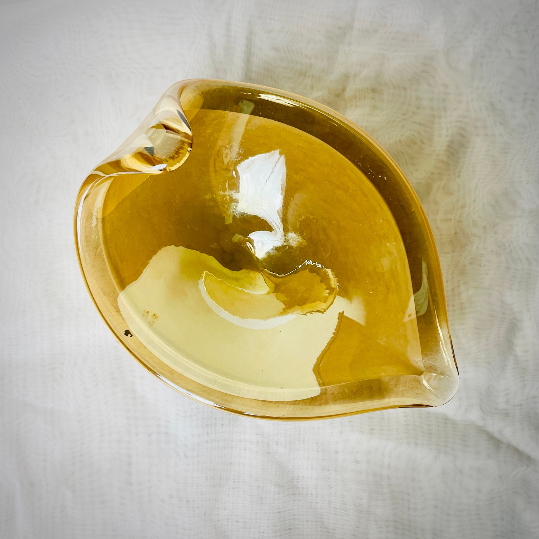 Vintage Linea Astuni Italian Art Glass Iridescent Yellow Dish - Etsy