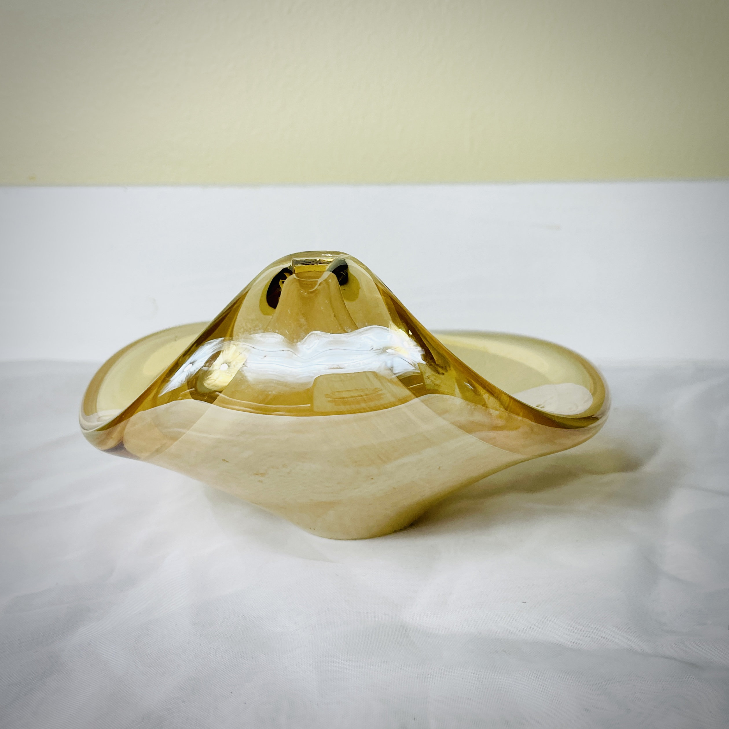 Vintage Linea Astuni Italian Art Glass Iridescent Yellow Dish - Etsy