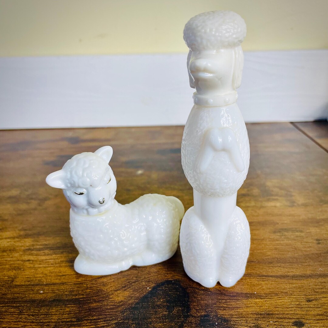 Vintage Avon White Milk Glass Perfume Bottles Lamb Poodle Dog Sheep - Etsy