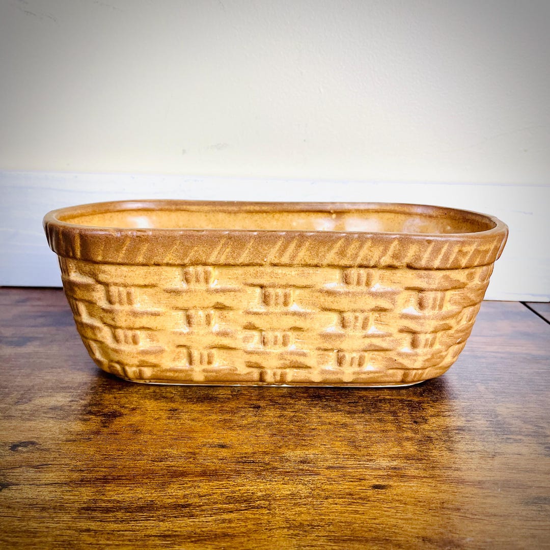 Vintage Mccoy Floraline 585 USA Pottery Ceramic Basketweave Planter ...